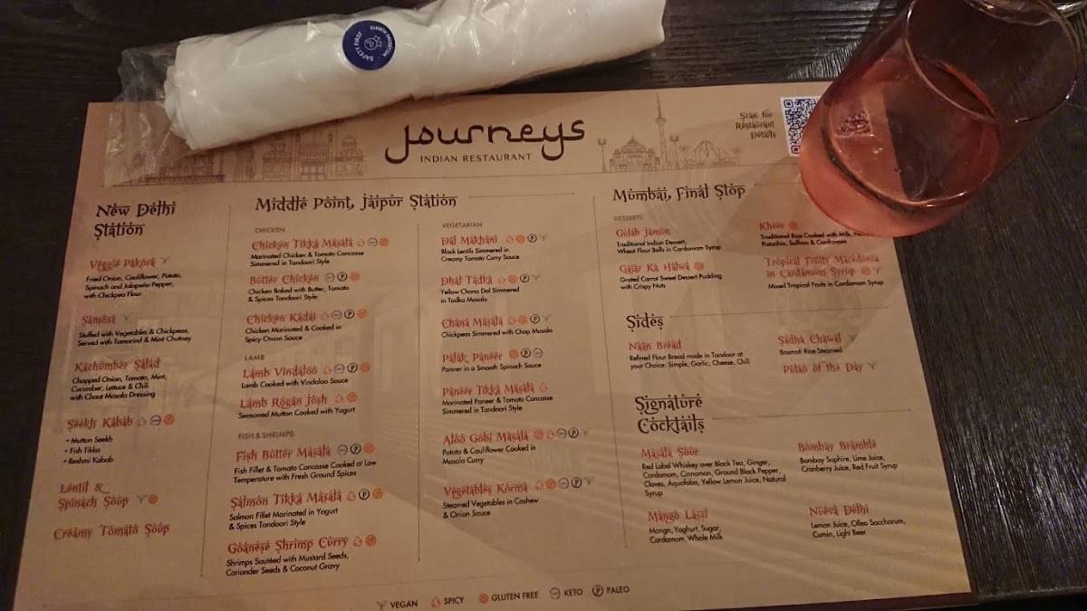Carta de Journeys Hindu Restaurant at Hyatt Zilara, Punta Cana