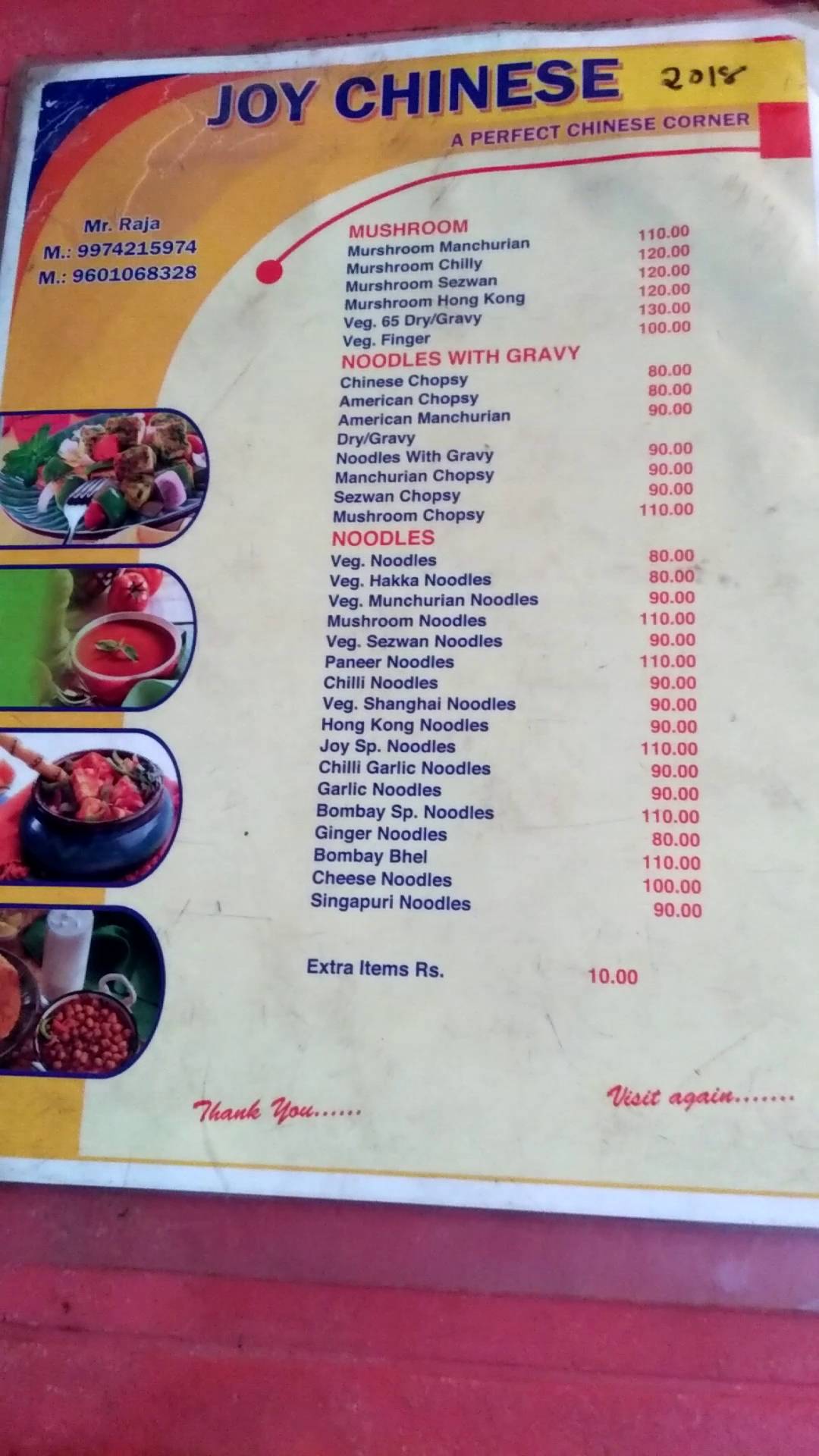 Menu at Joy Chinese, Ahmedabad, New CG Rd