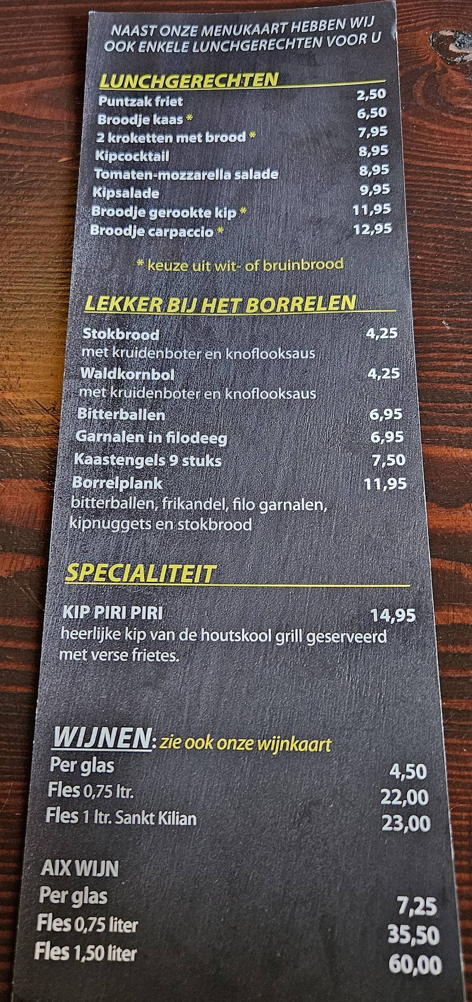 Menu at Juffrouw Tok Ede restaurant, Ede