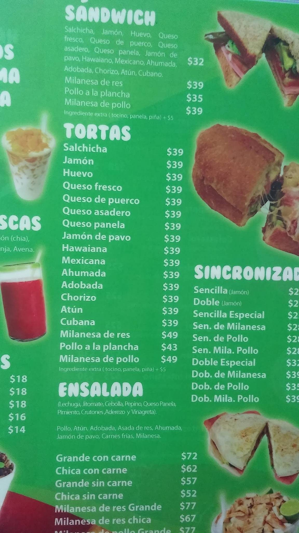 Carta del pub y bar Jugos Y Chocos Tony, Aguascalientes, Aguascalientes ...