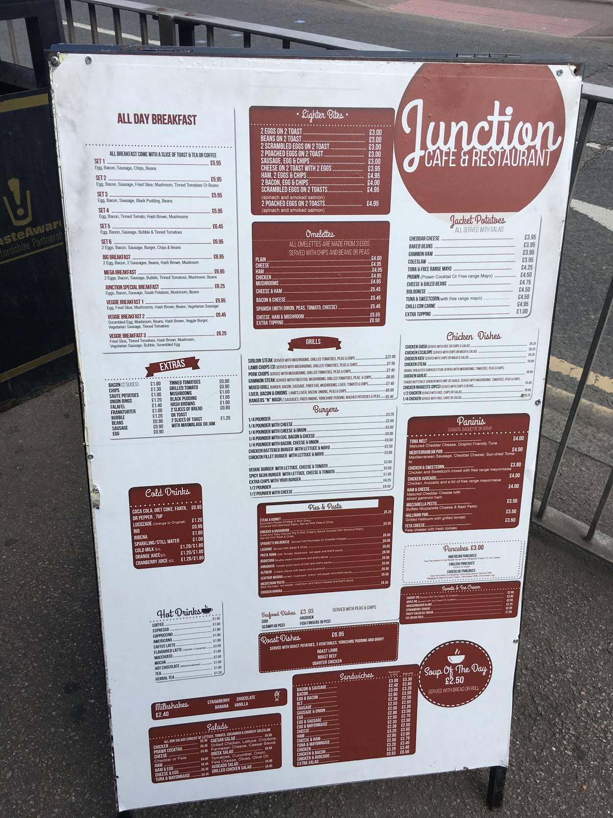 Menu at Junction Café & bistro cafe, Watford, 101a St Albans Rd