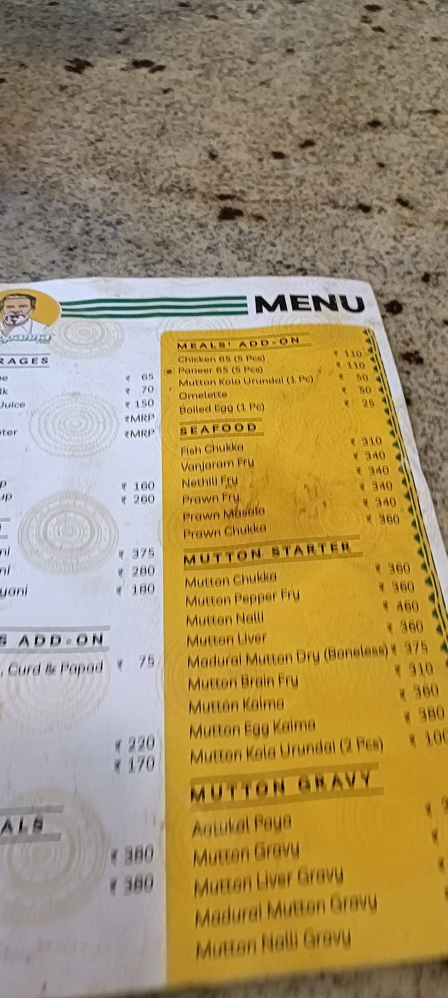 Menu at Junior Kuppanna - Alwarpet, Chennai