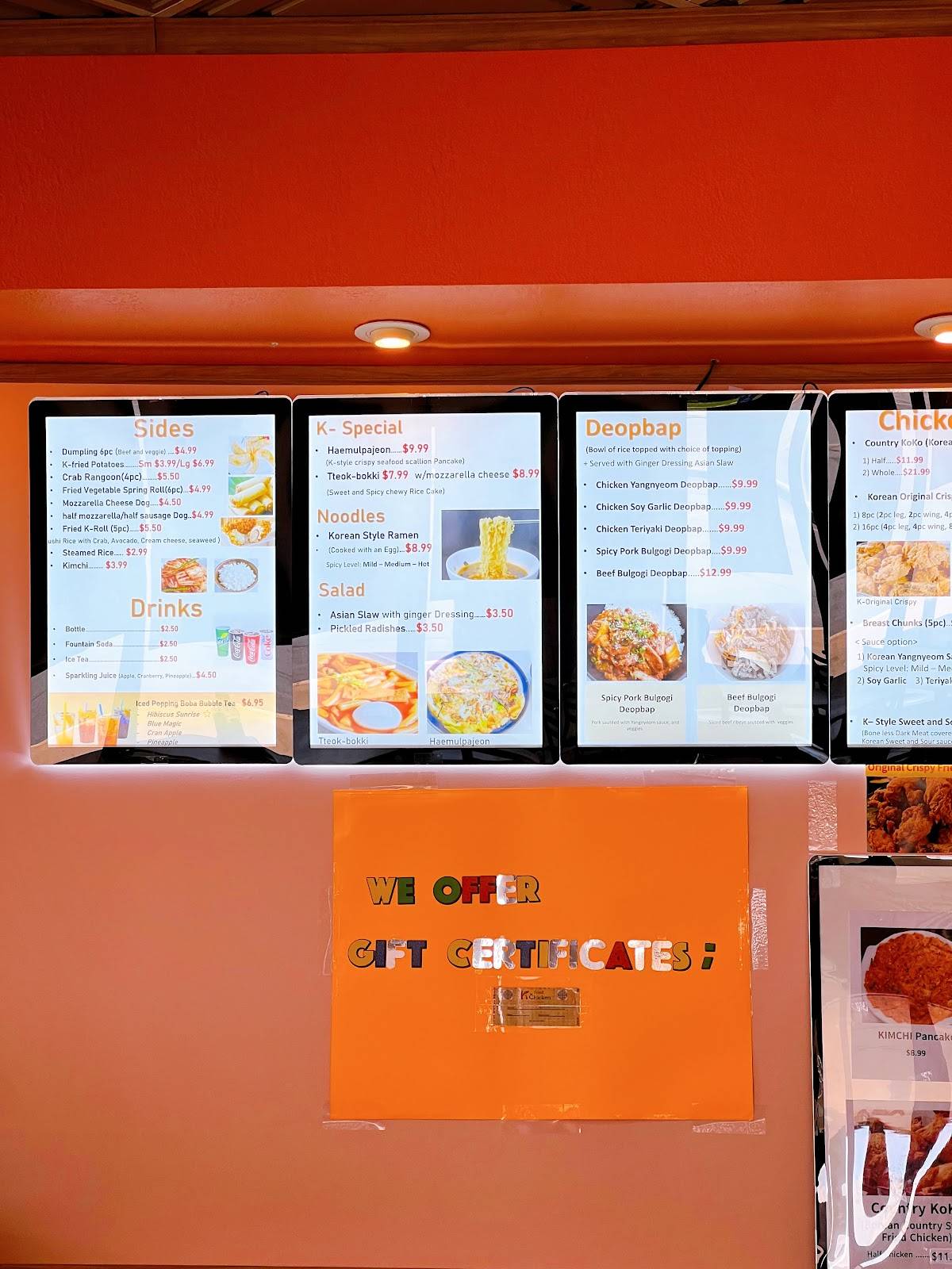 Menu at K Fried Chicken restaurant, Springfield, S National Ave #108
