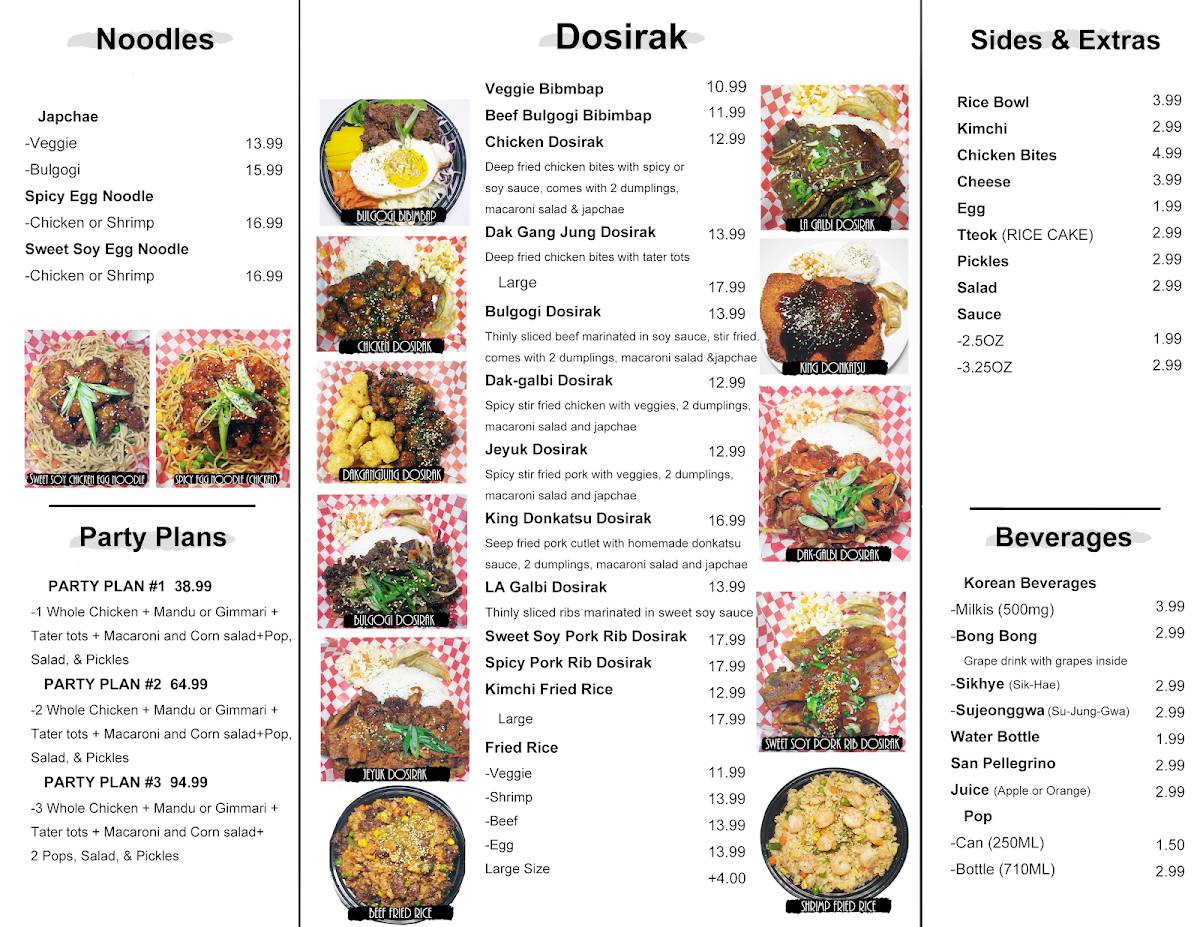 Menu at K-Fry Korean Food Boss Plaza (Fairview) restaurant, Halifax