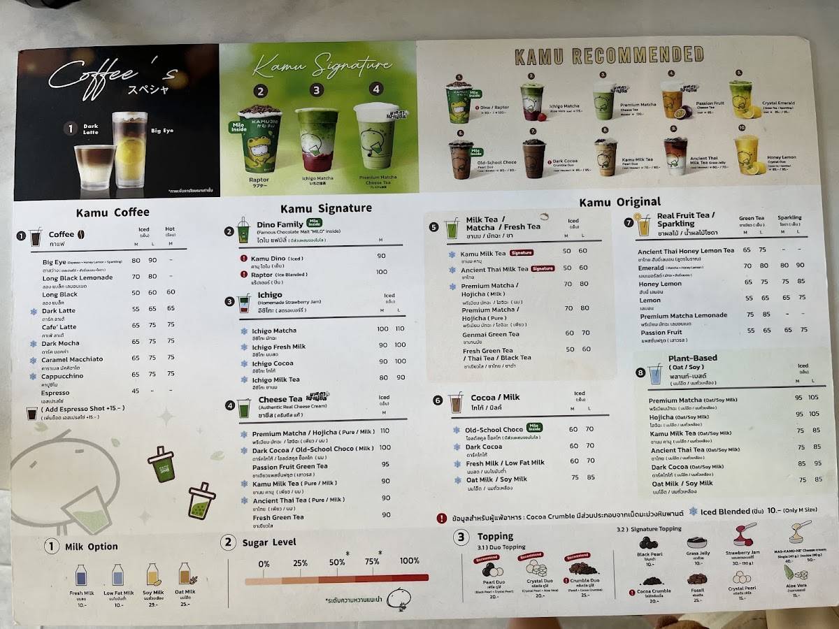 Carta del café KAMU TEA คามุสาขาธรรมศาสตร์ รังสิต, Khlong Nung