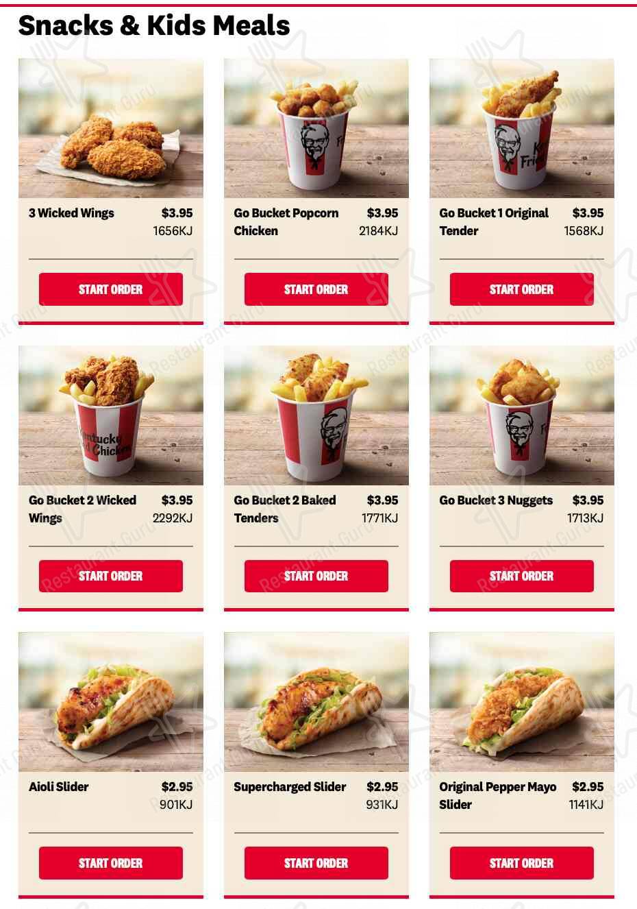 Menu at KFC Aspley fast food, Aspley, Gympie Road Cnr