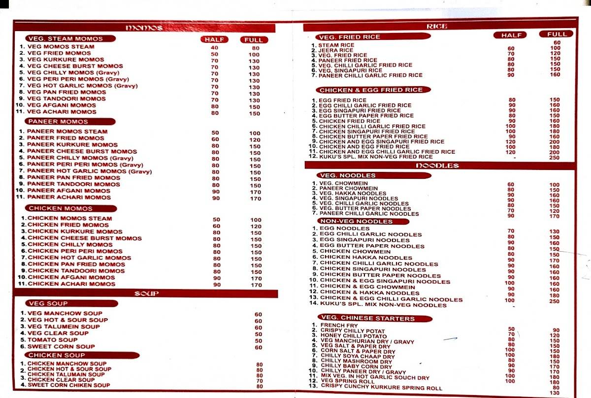 Menu at KFC KUKU FOOD COURT, New Delhi