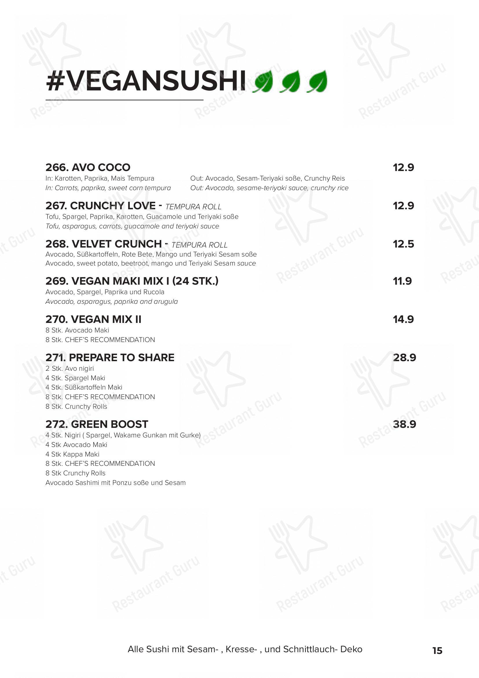 Speisekarte von KOI 1984 restaurant, Regensburg