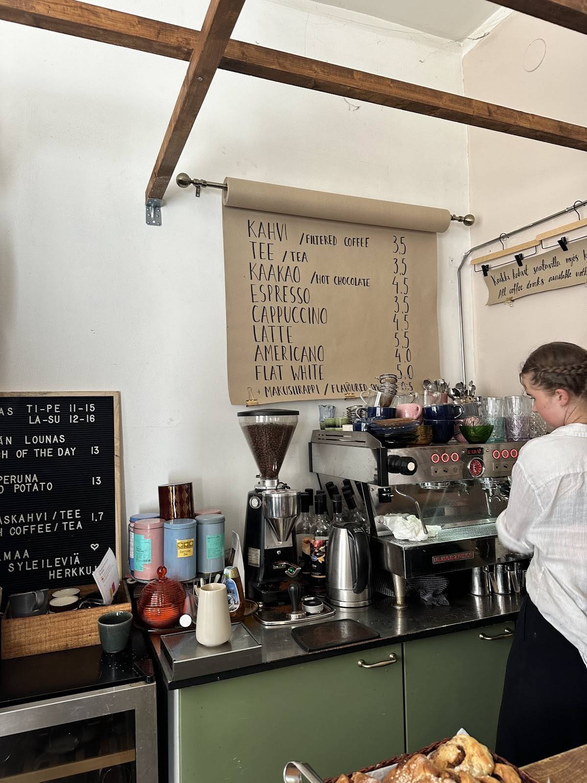 Menu at Kahvila Rakastan cafe, Helsinki