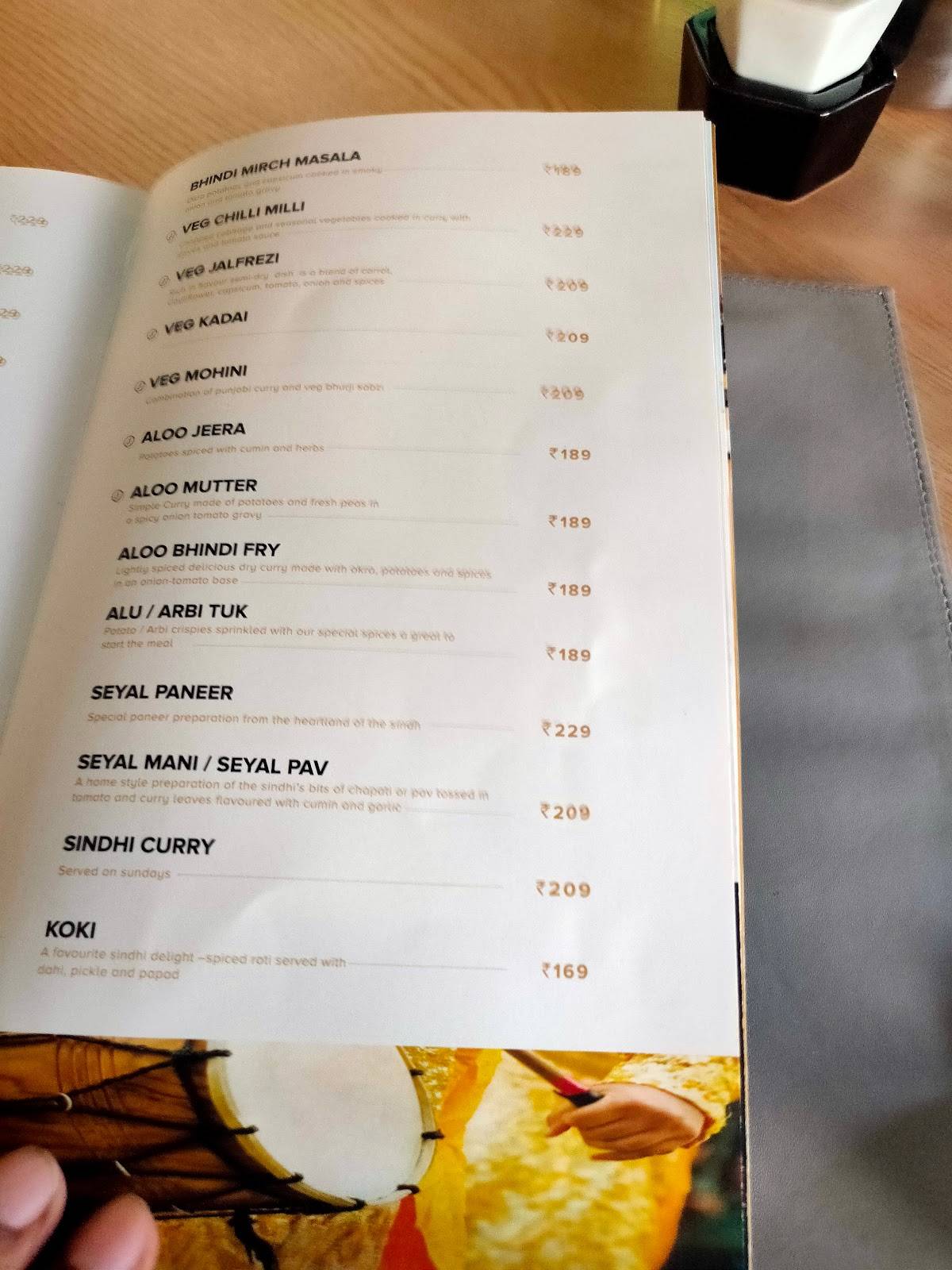 Menu at Kailash Parbat, Vellore, C8 & C9 Phase 1