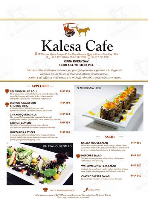 Menu at Kalesa Cafe, Pasig