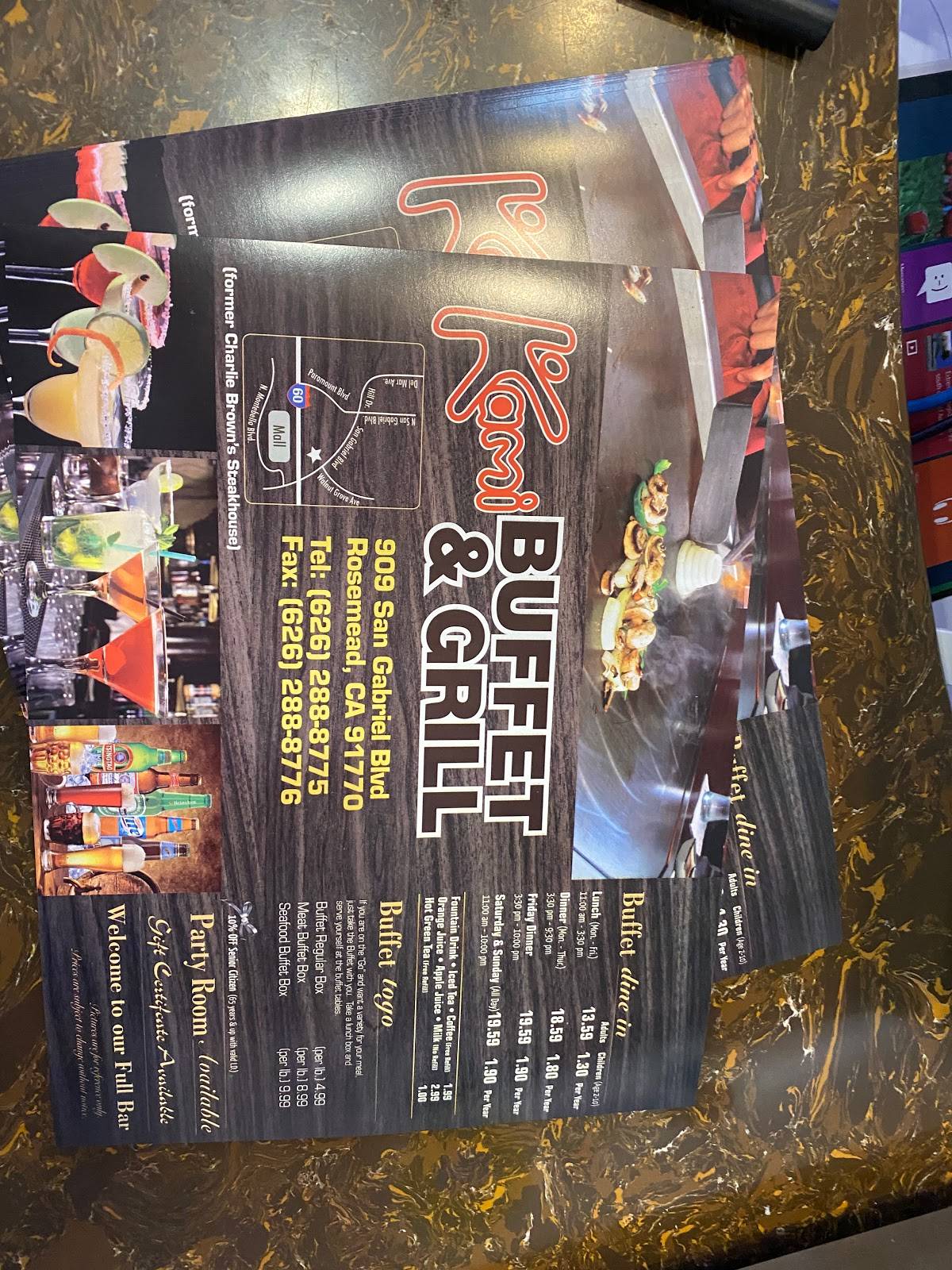 Menu at Kami Buffet & Grill restaurant, Rosemead