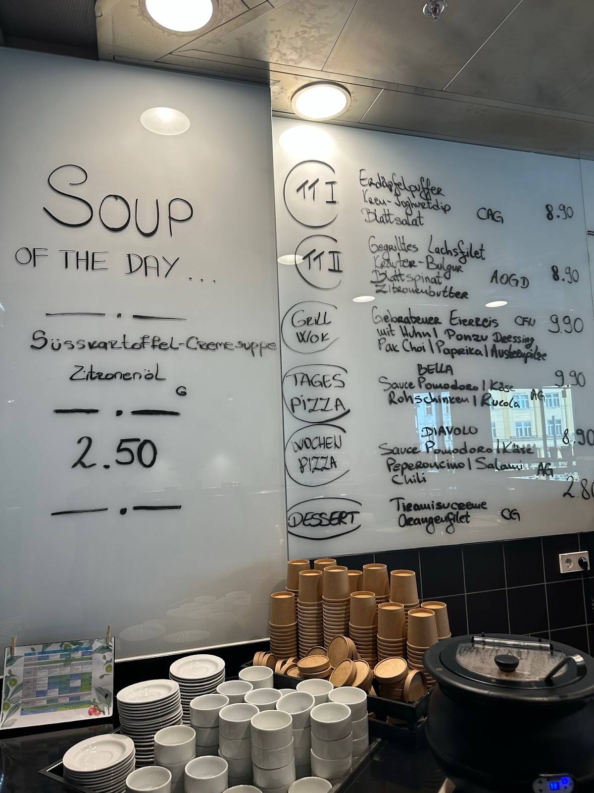 Menu at Kantine 4.0 restaurant, Vienna
