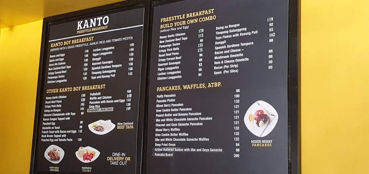 Menu at Kanto Freestyle Breakfast Morato restaurant, Quezon City, J2HM+QH4