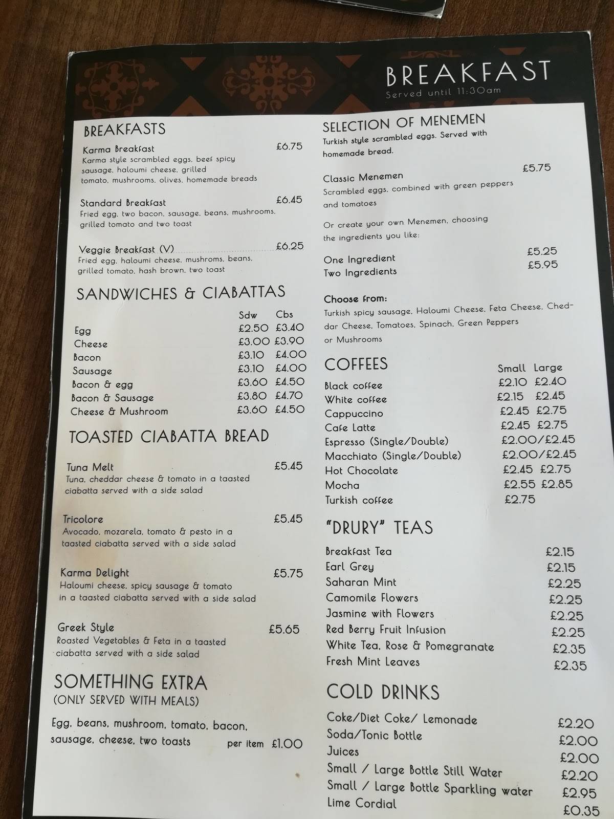 Menu at Karma Cafe & Meze, Broadstone