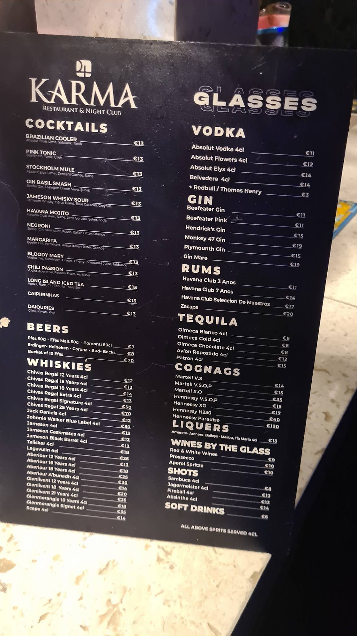 Carta de Karma Restaurant & Night Club, Manavgat, Side Mahallesi Turgut ...