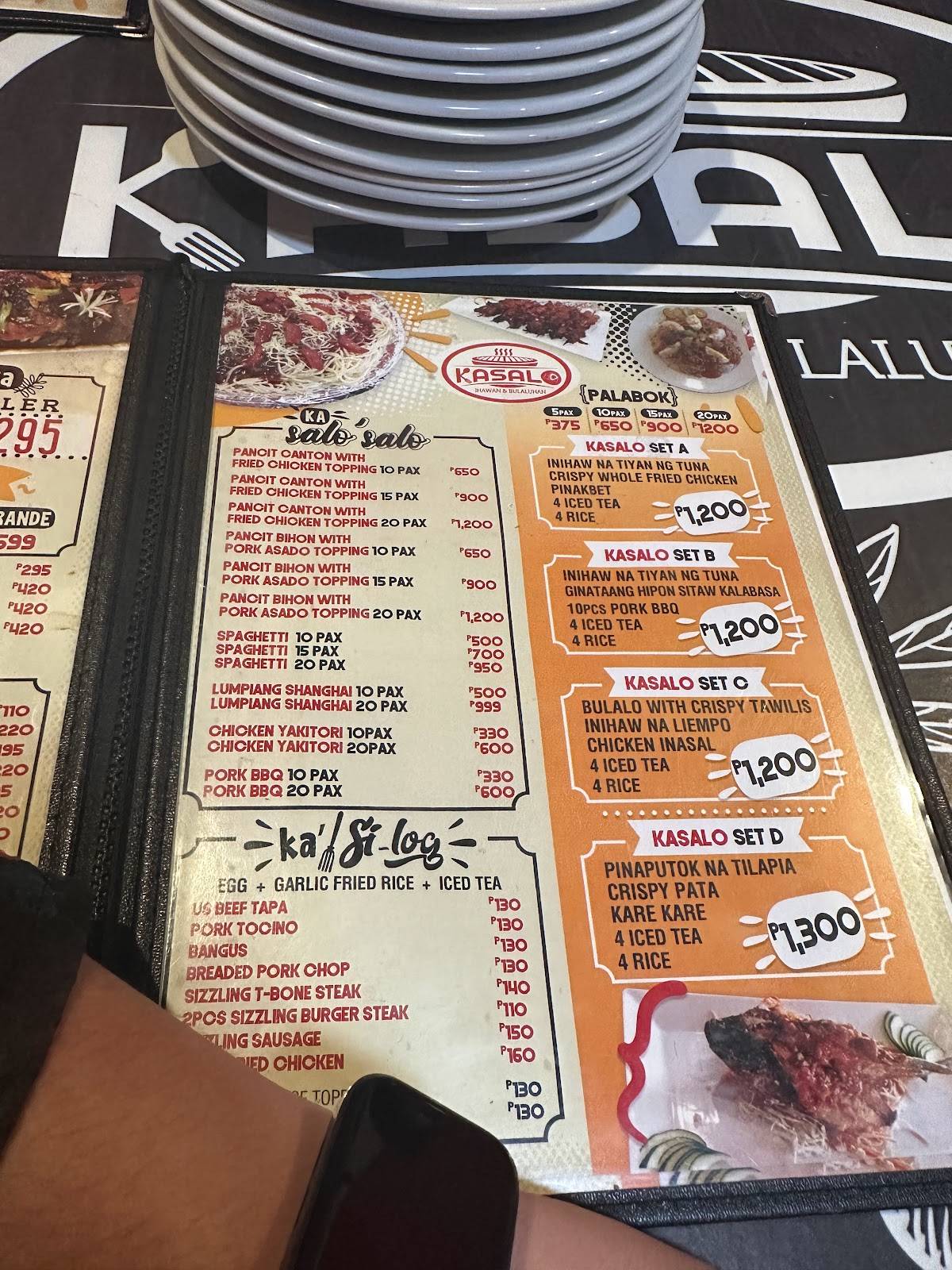 Menu at Kasalo Inihaw & Bulaluhan restaurant, Mandaluyong