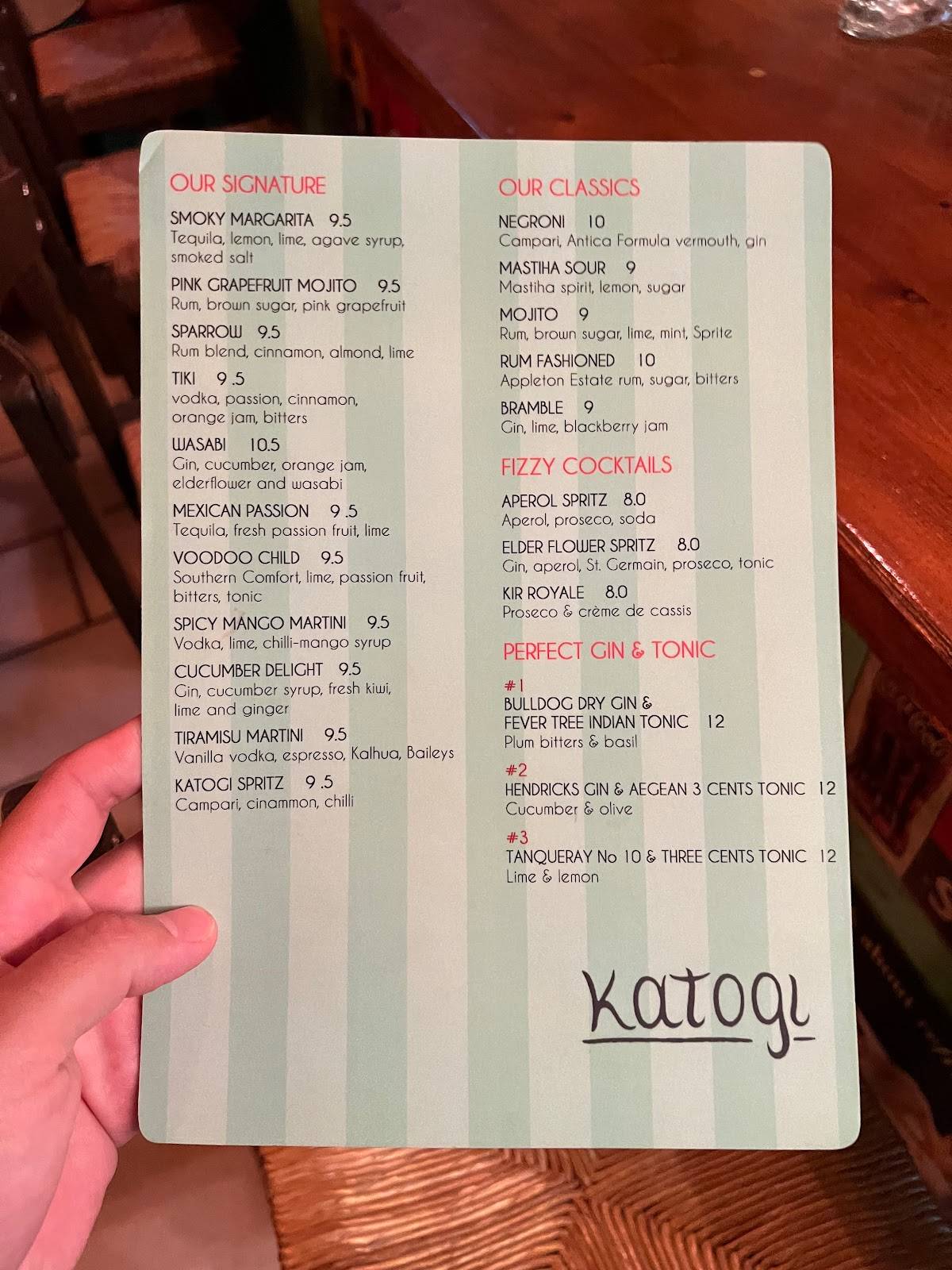 Menu at Katogi Greek Tapas, Ios