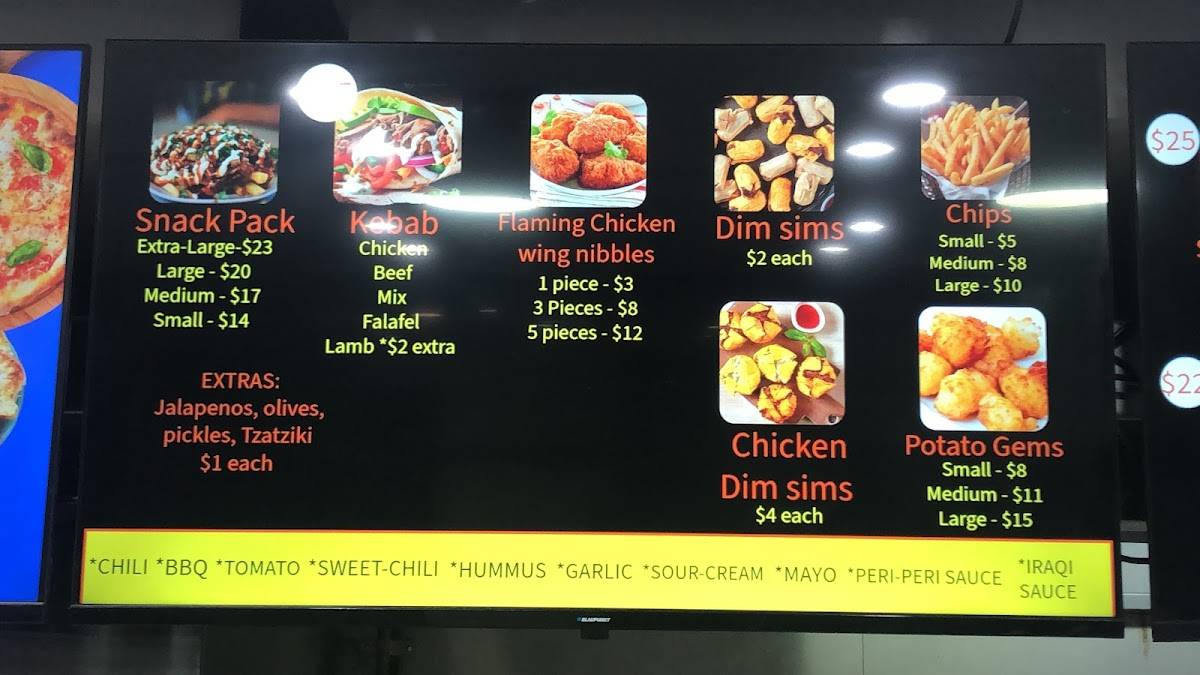 Menu at Kebab Erbil restaurant, Wagga Wagga