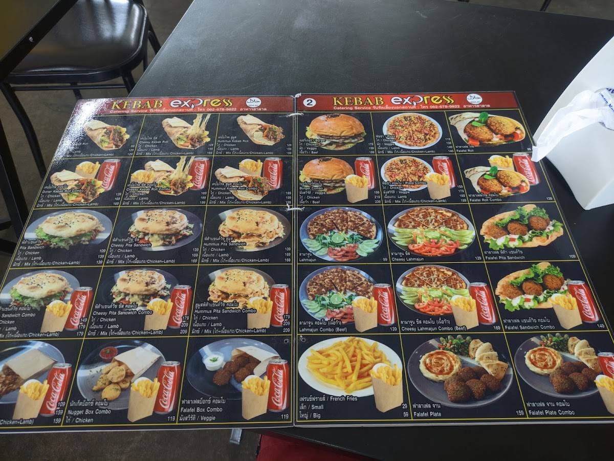 Menu at Kebab Express Ruamchok restaurant, Chiang Mai