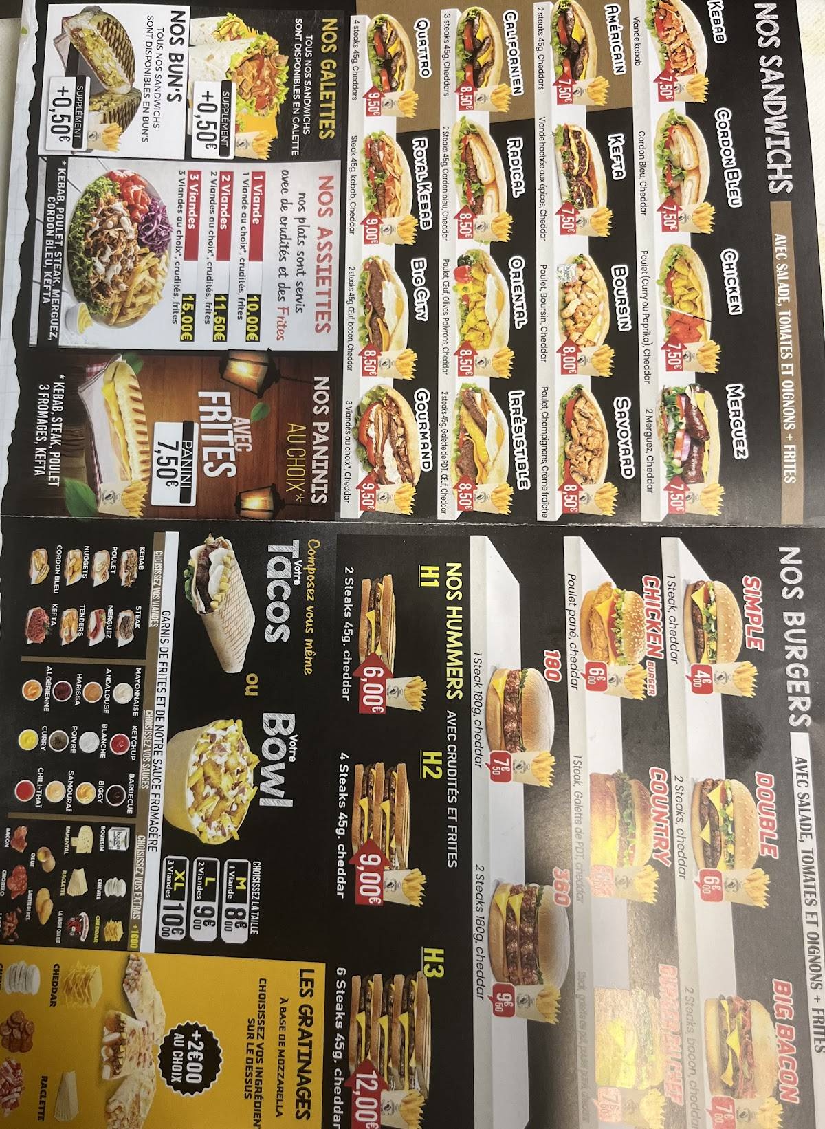 Menu au Kebab Gourmand restaurant, Le Trait