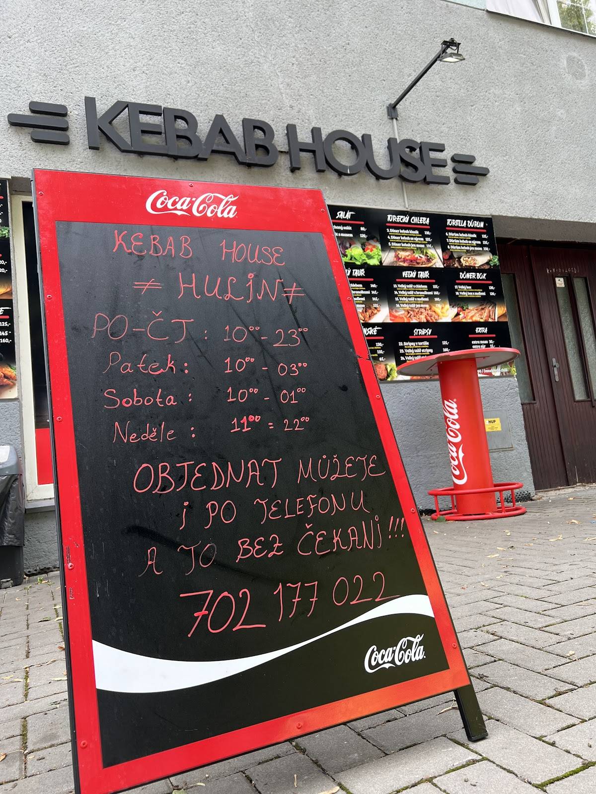 Menu at Kebab House restaurant, Hulín