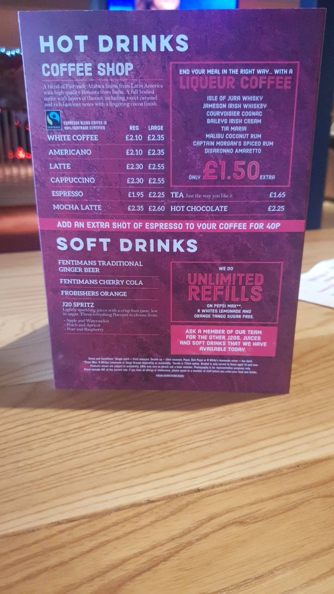 Menu at Park House pub & bar, Kettering