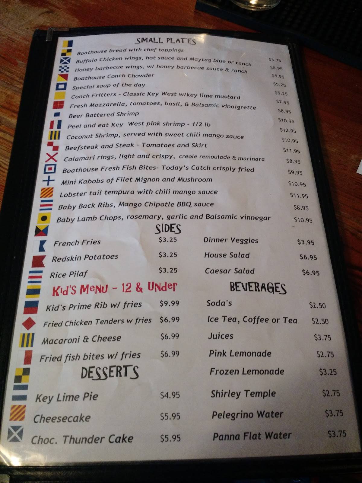 Menu at Boat House Bar & Grill, Key West, 220 Margaret Street