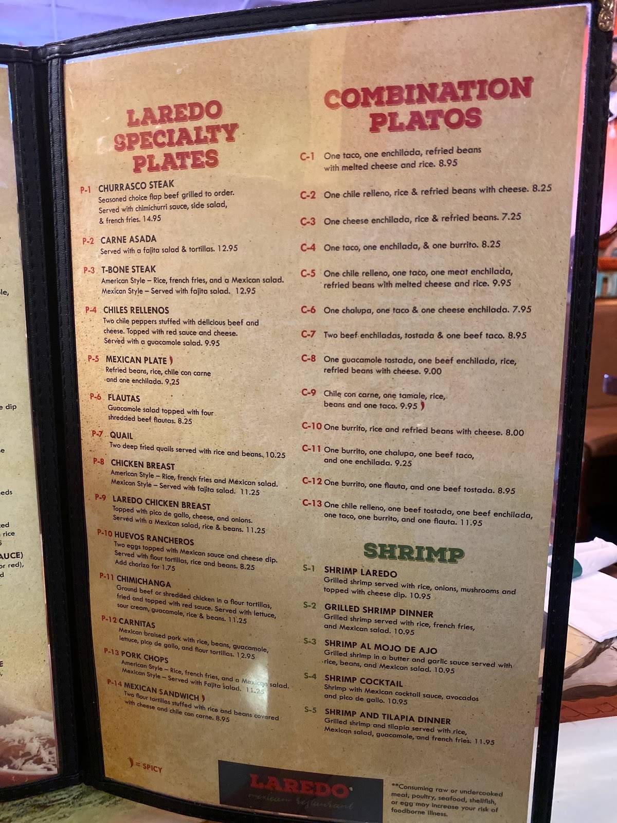 Menu at Laredo Mexican Restaurant, Keystone Heights, State Rte 100