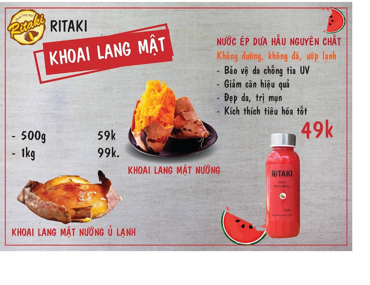 Menu at Khoai lang mật Đà Lạt Nướng Ritaki restaurant, Ho Chi Minh City ...