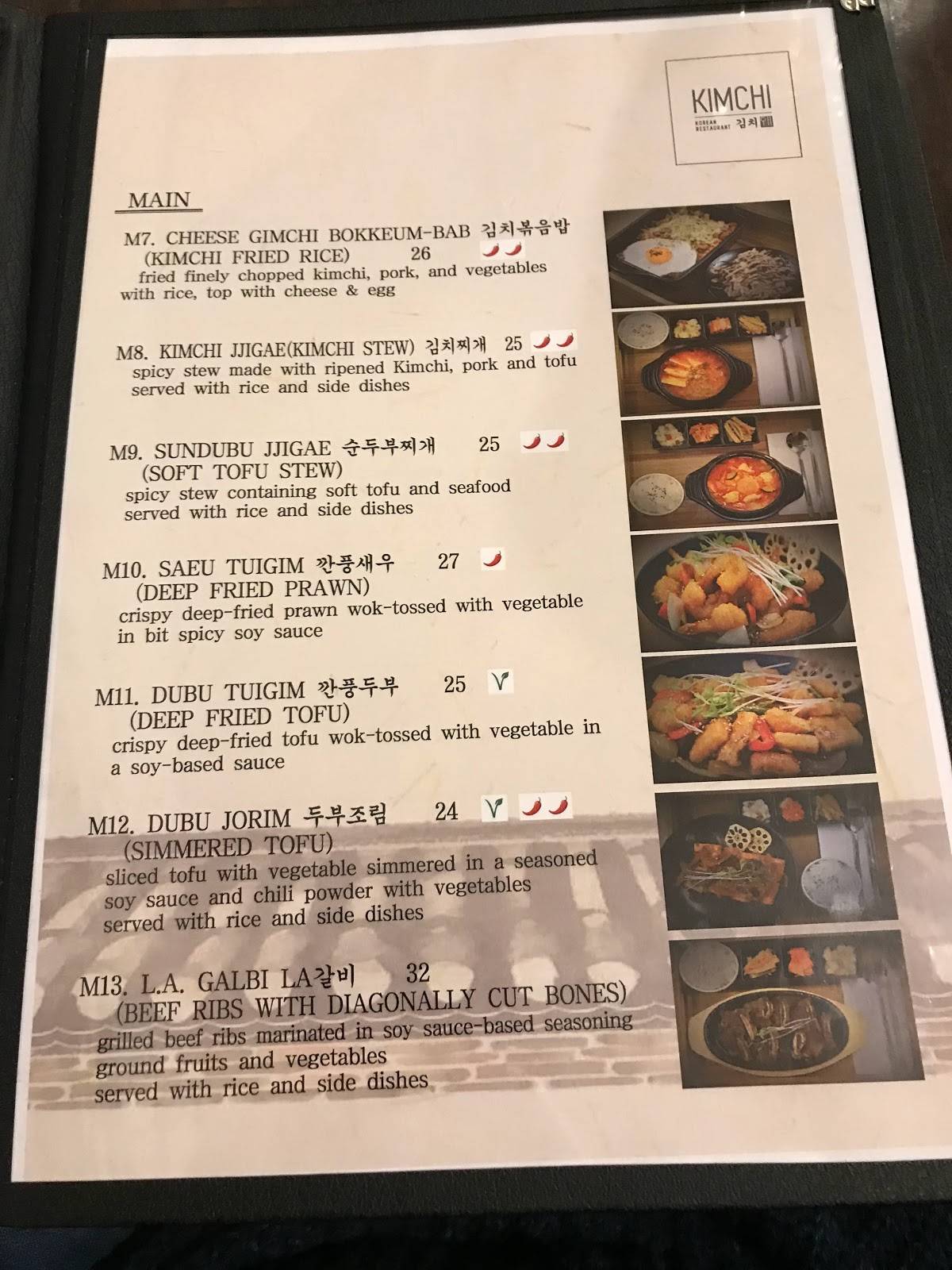 Menu at Kimchi Korean Restraurant restaurant, Paraparaumu
