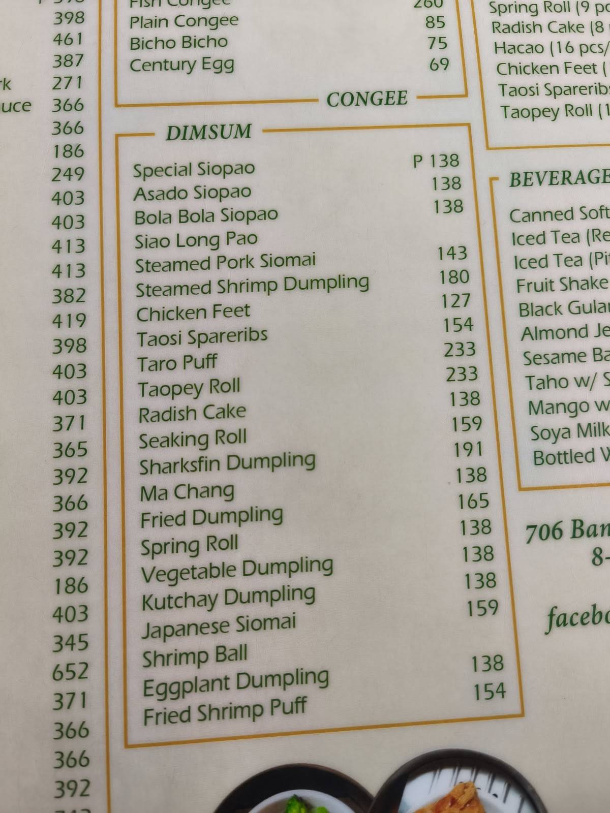 Menu at Kimpo Teahouse restaurant, Quezon City, 706 Banawe St