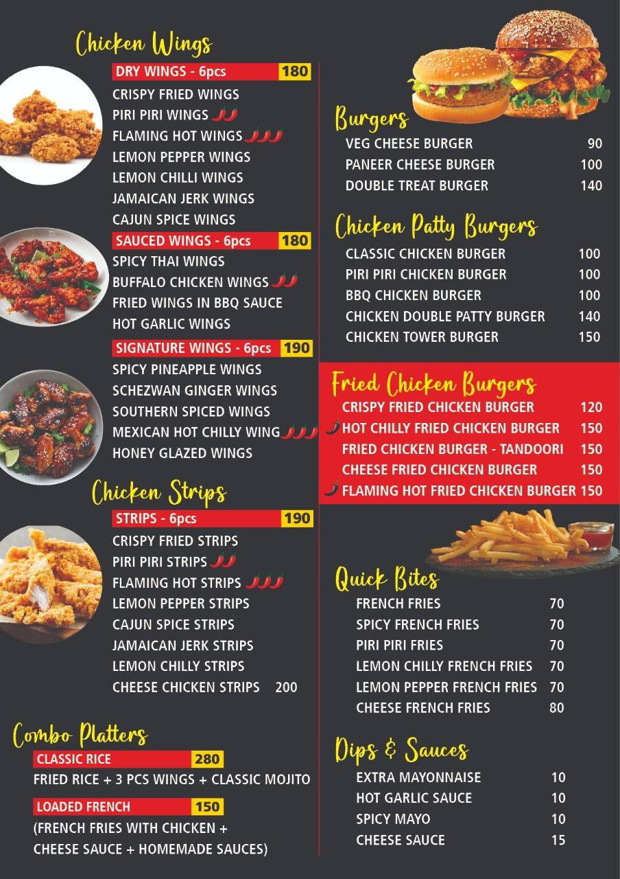 Menu at King of wings, Chennai