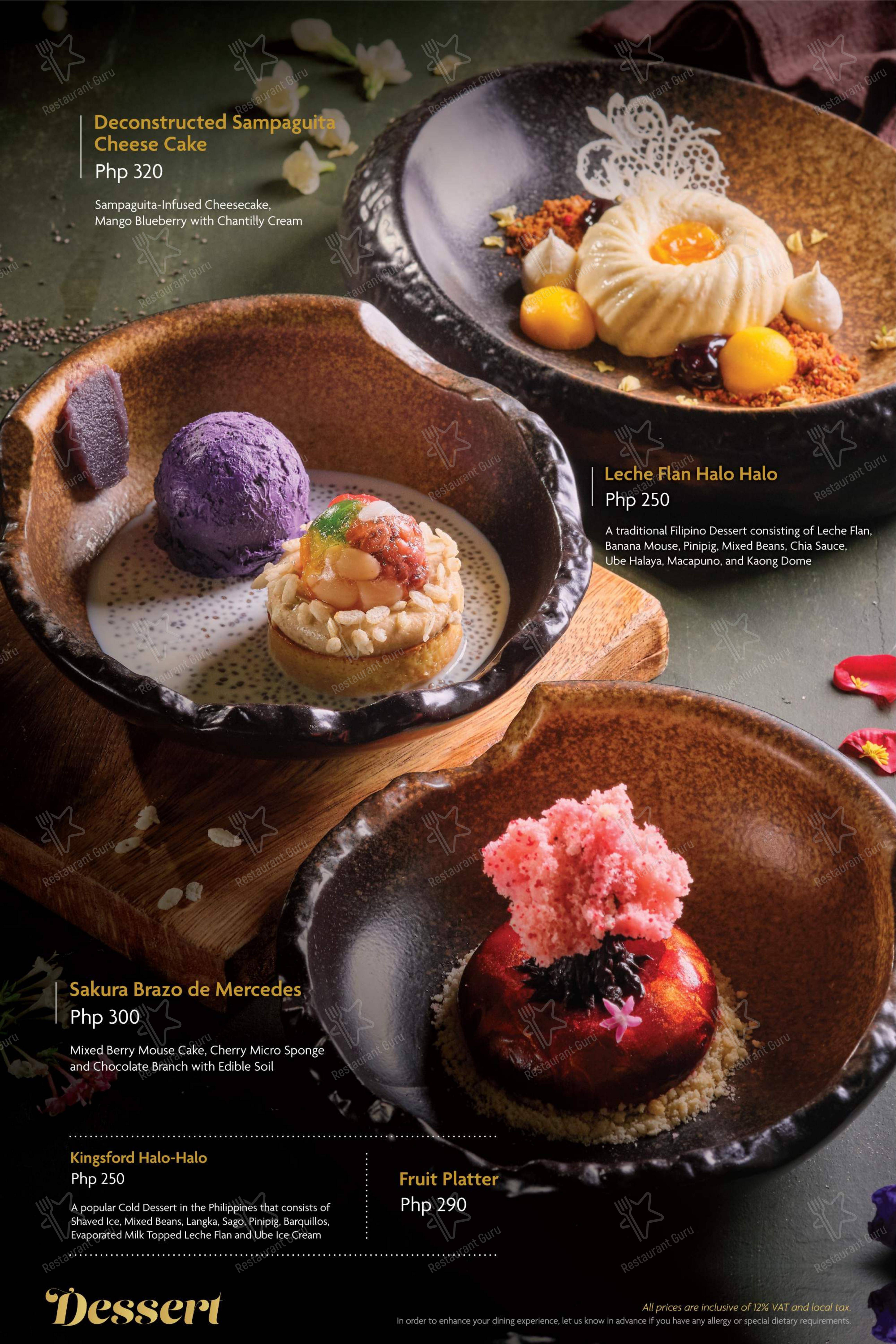 Carta de Kingsford Café, By Kingsford Hotel Manila, Parañaque