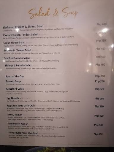 Menu at Kingsford Café, By Kingsford Hotel Manila restaurant, Parañaque
