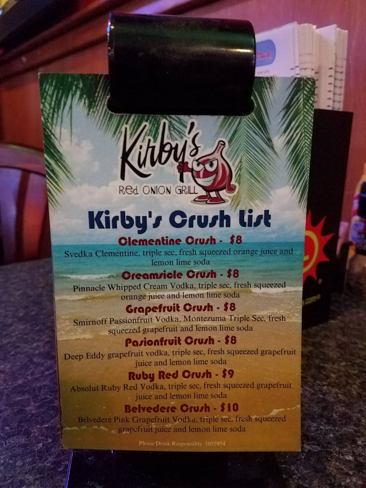 Menu at Kirby's Red Onion Grill pub & bar, Ocean City