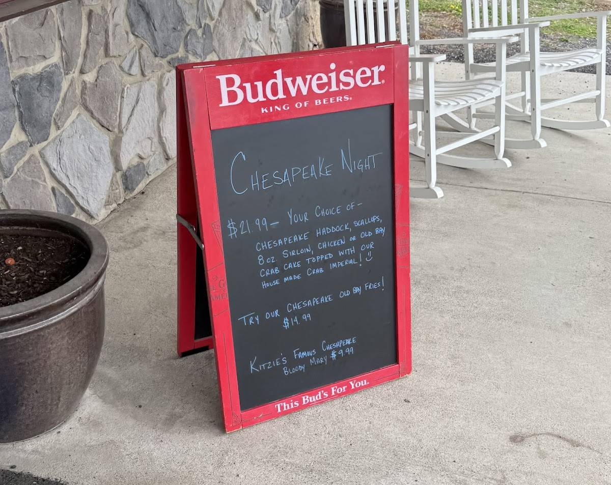 Menu at Kitzie's of Spring Mills restaurant, Falling Waters ...
