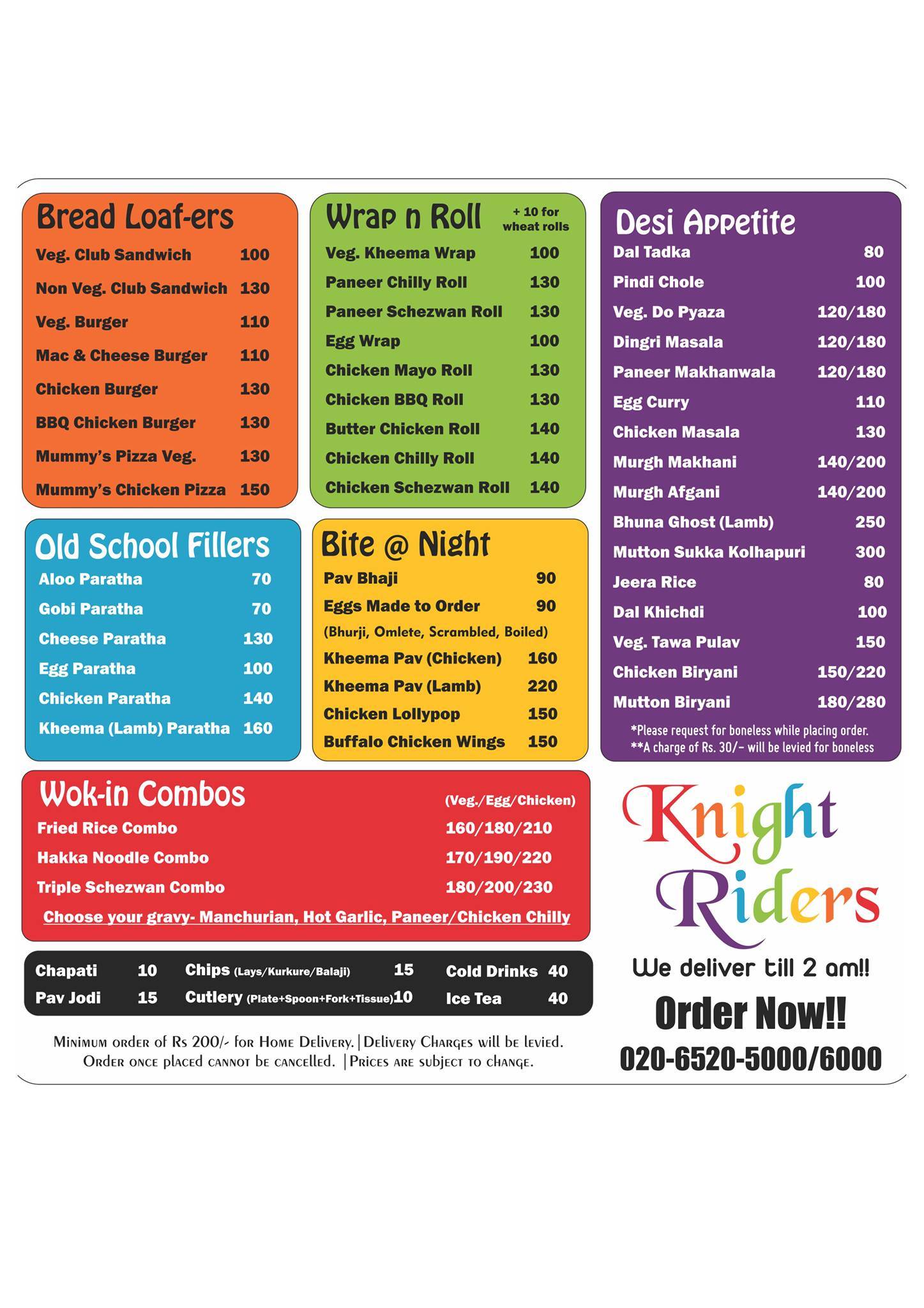 Menu at Knight Riders - Hunger Pangs, Pune