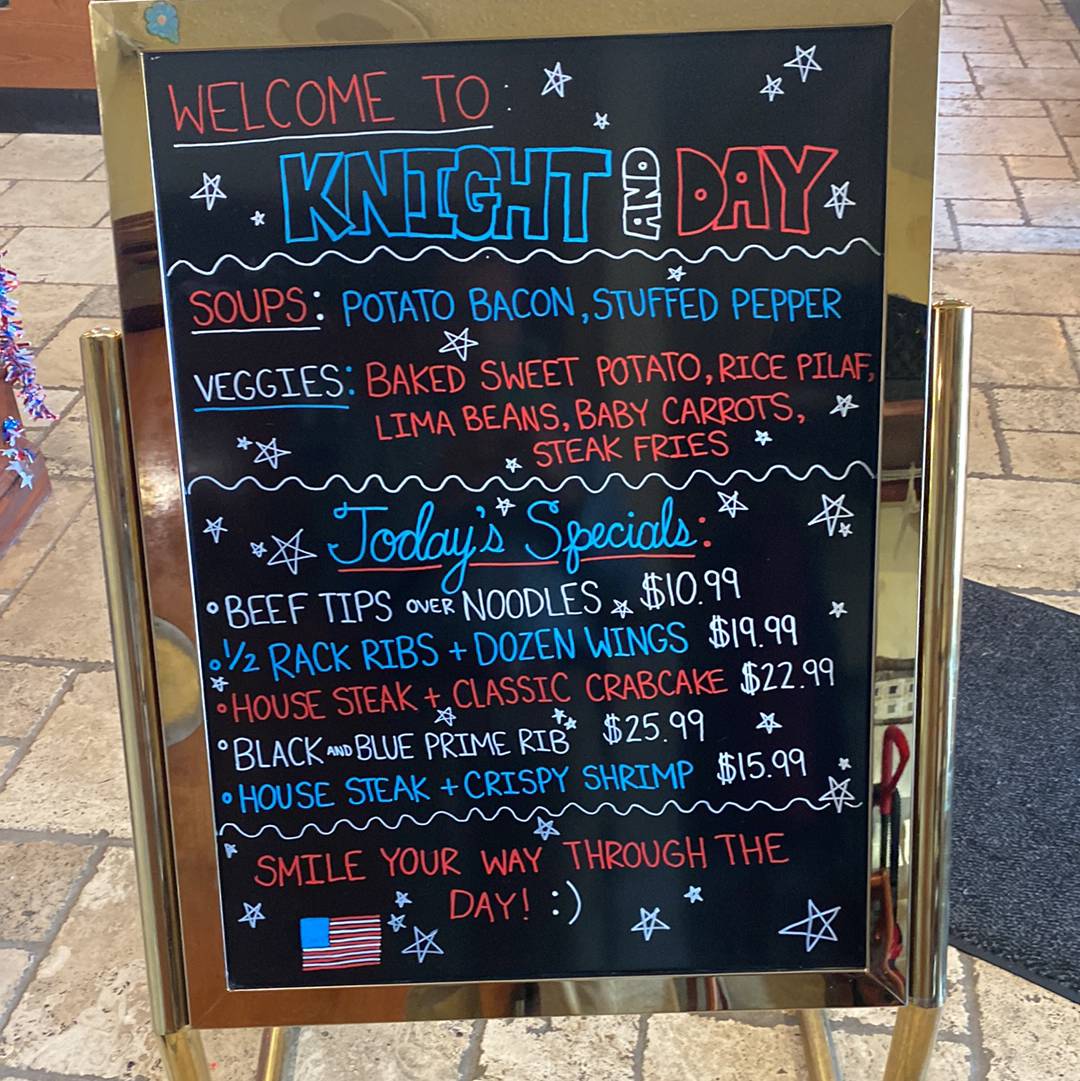 Menu at Knight & Day Diner restaurant, Lititz