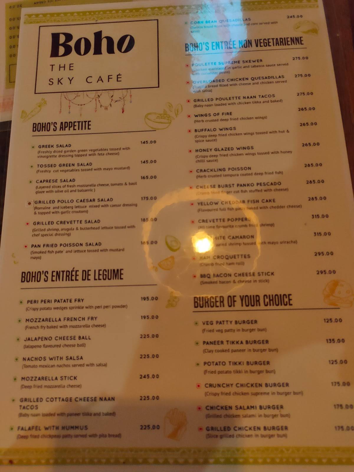 Menu at Boho The Sky Café - Garia, Kolkata