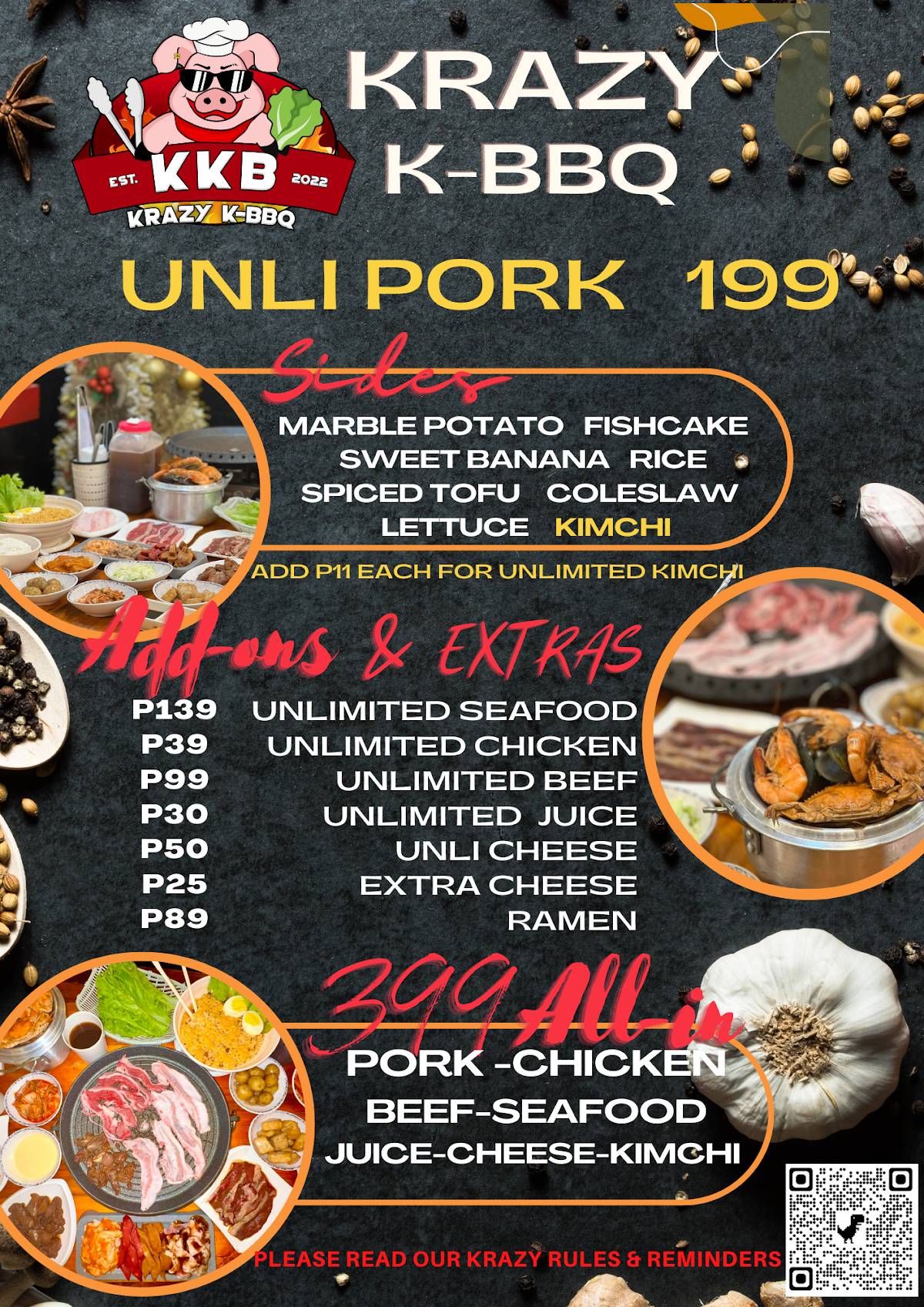 Menu at Krazy K-BBQ, Quezon City
