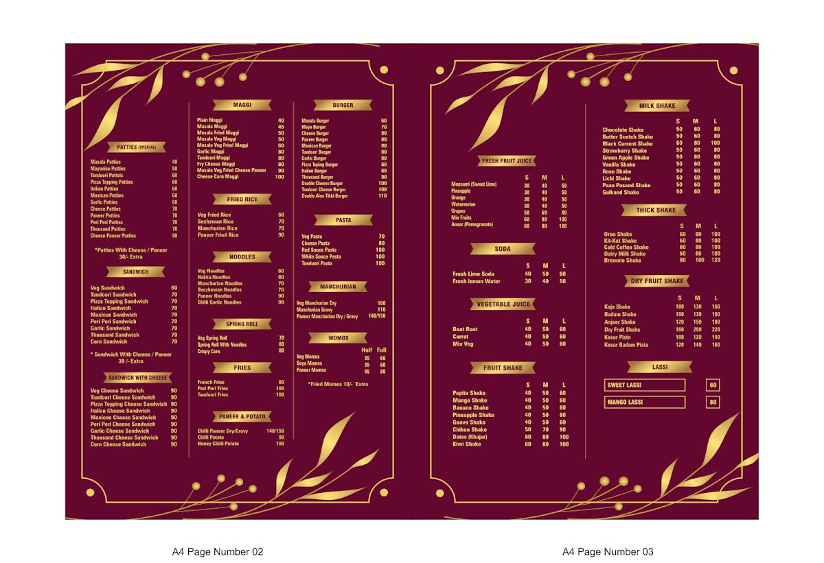 Menu at Krishna Food Corner, Kota, shop no.3