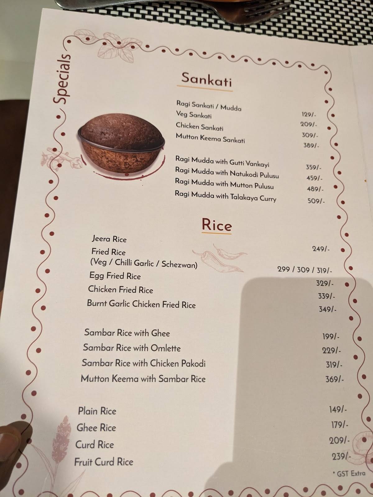 Menu at Kritunga Restaurant - Kokapet, Hyderabad