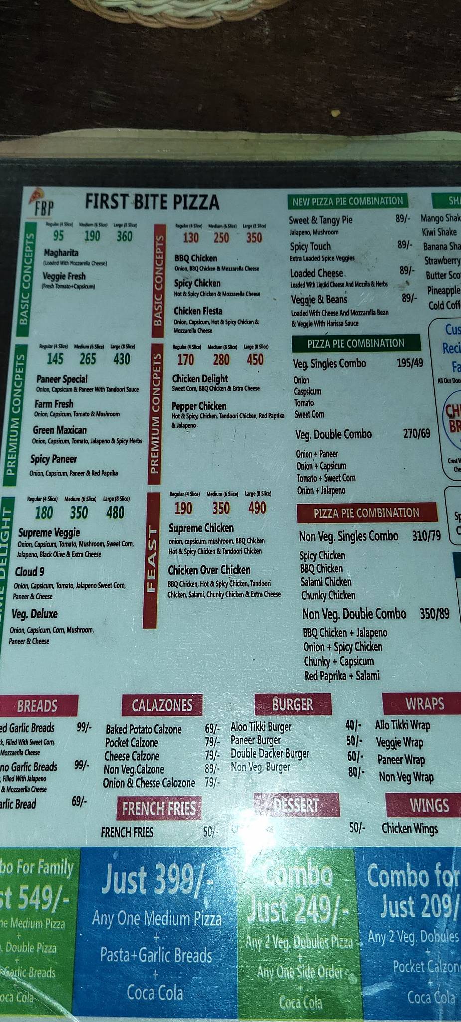 Menu at First Bite Pizza, Kurali