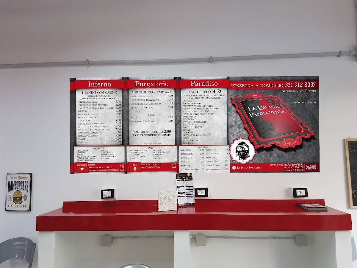 Menu au LA DIVINA PANINOTECA restaurant, Rome