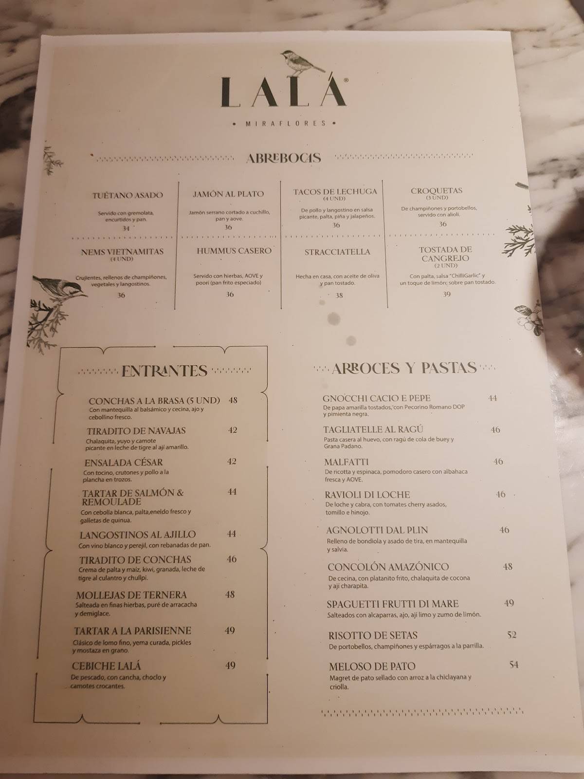 Carta del restaurante LALÁ MIRAFLORES, Miraflores, C. 2 del Mayo 701