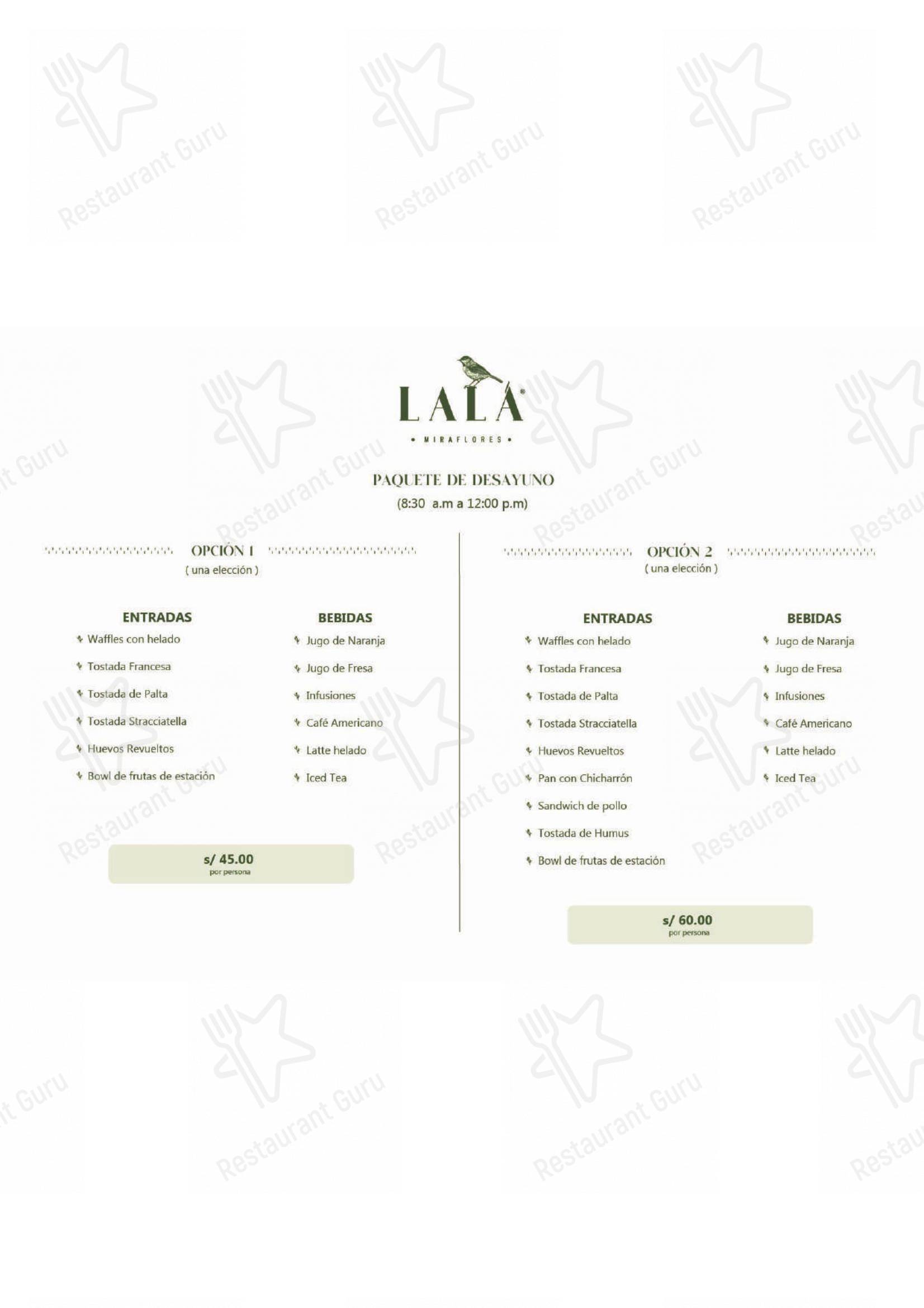 Carta del restaurante LALÁ MIRAFLORES, Miraflores, C. 2 del Mayo 701