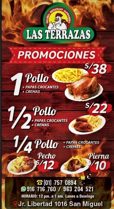 Menu at LAS TERRAZAS RESTAURANT - POLLERIA - SANDWICHERIA, Lima