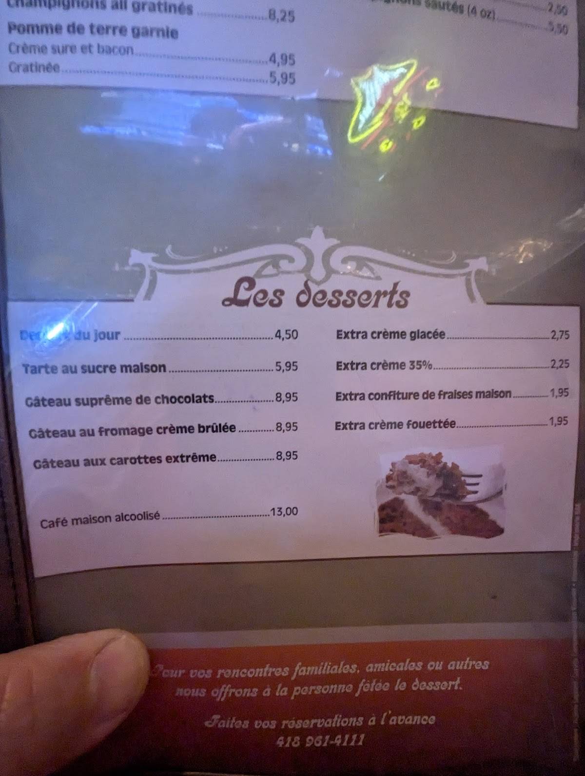 Menu au RESTO-BAR L'AMBIANCE, Sept-Iles