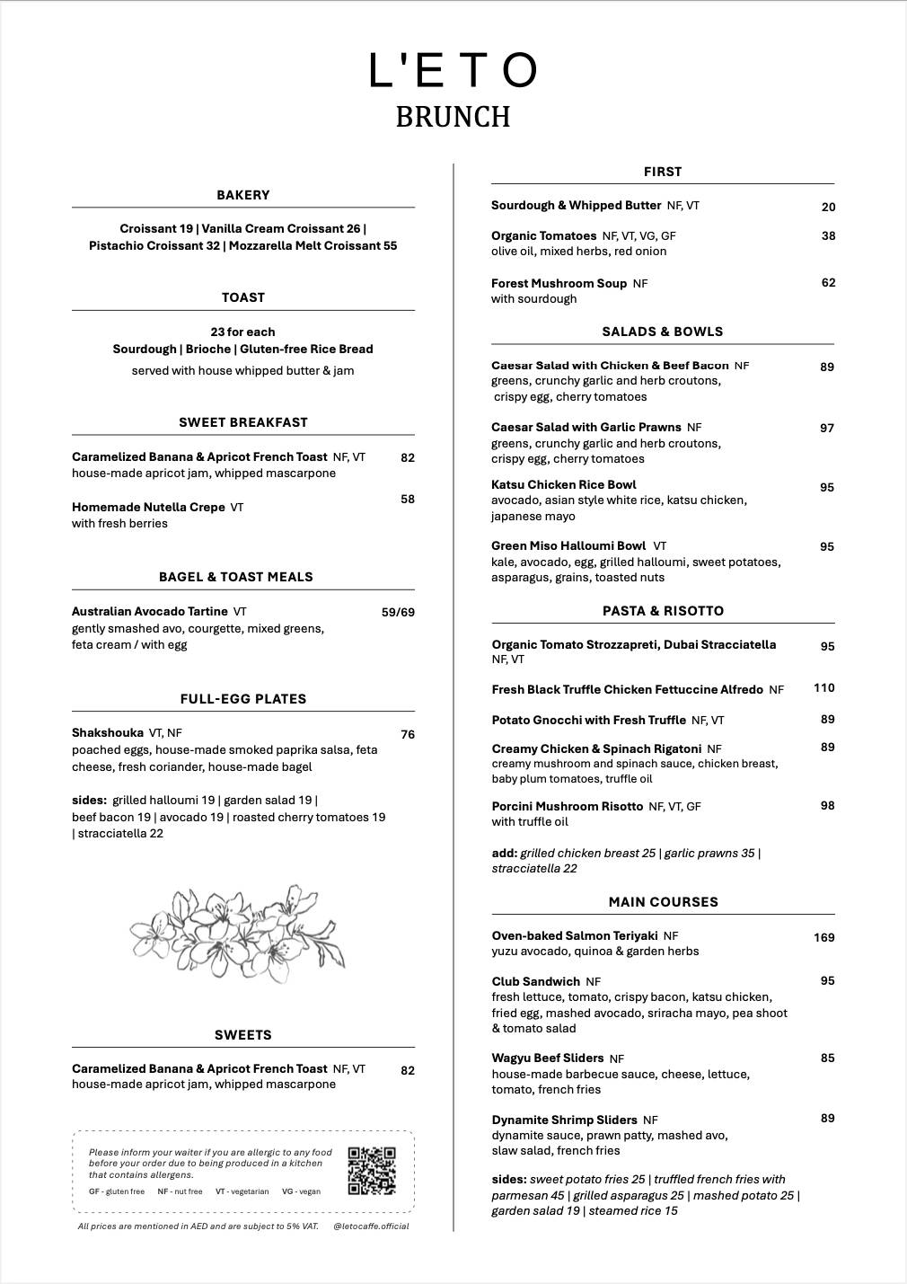 Menu at L'ETO restaurant, Al Ain